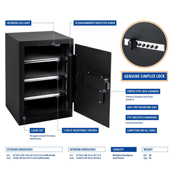 Viking VS-50SX SX Series Large Multi Handgun Safe | Pry-Resistant ...