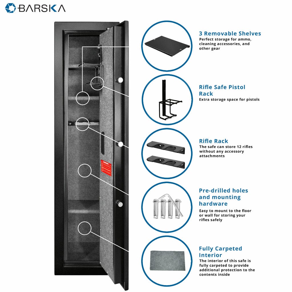Barska AX11898 Biometric Rifle Safe Large 5.52 CF 12 Rifle Rack ...