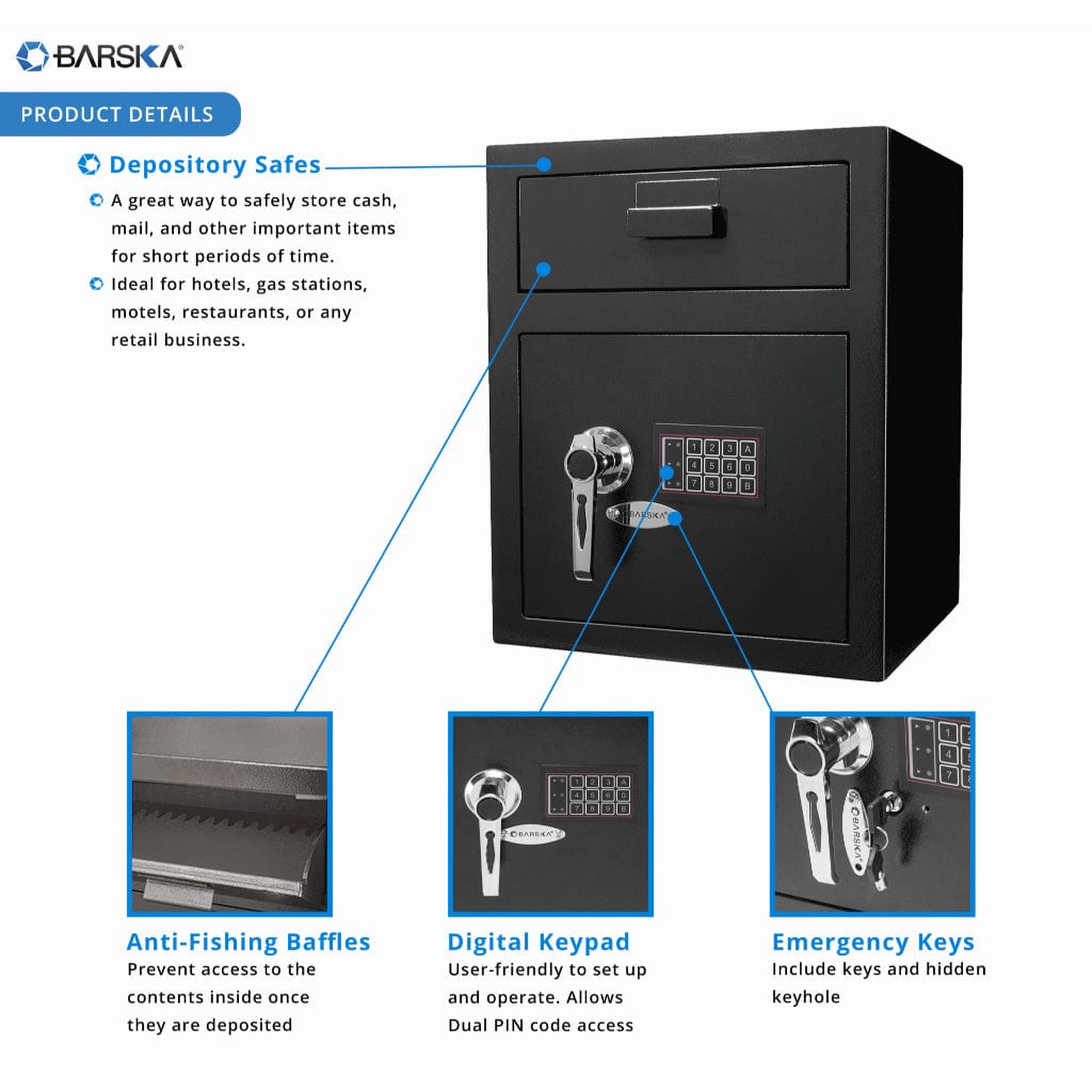 Barska AX11930 Large Depository Safe | Digital Keypad | Drop Box ...